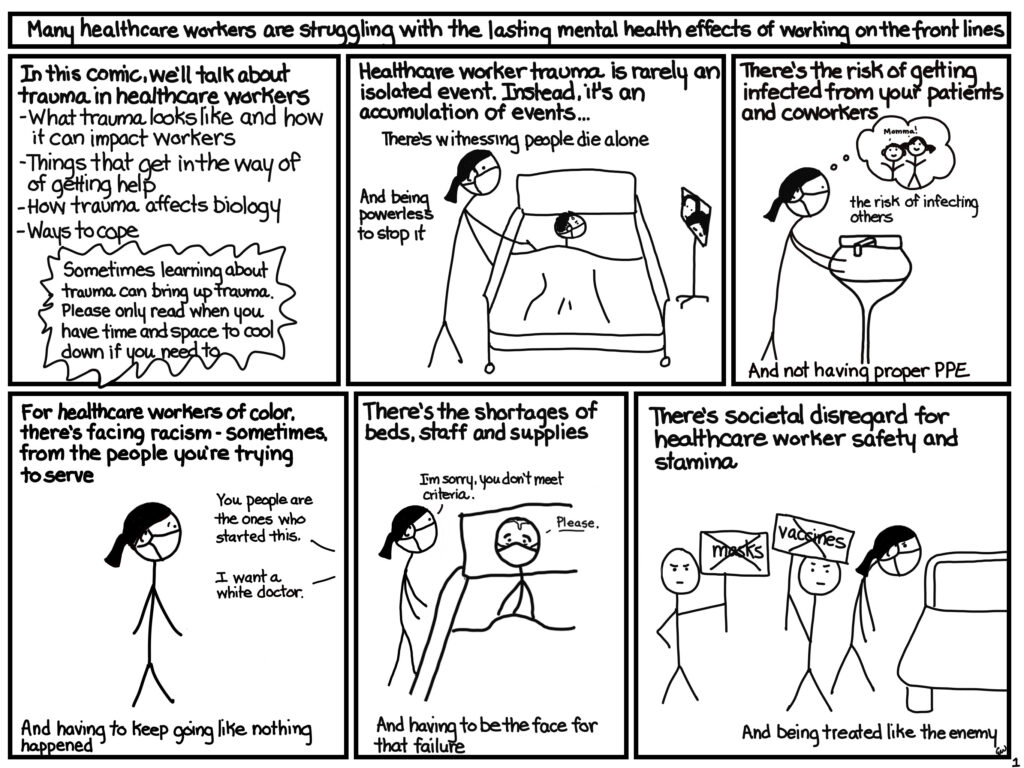 Trauma in health care workers, in comic form